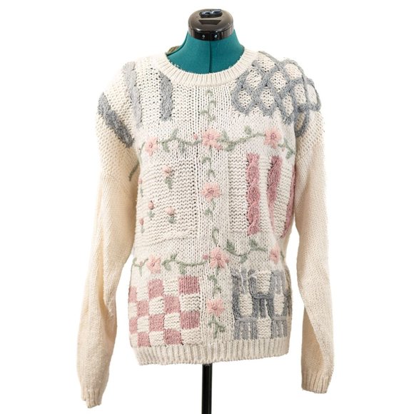 Cape Cod Sportswear | Sweaters | Vintage 8s Sweater Knit Cream Pink ...